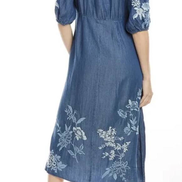 Johnny Was | Dresses | Johnny Was Embroidered Denim Mindi Dress Petite ...